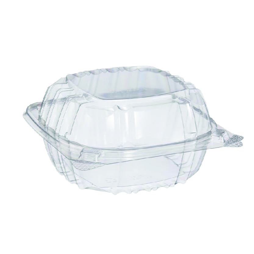 Clear Hinged Plastic Container 6''x6'' (500/cs)